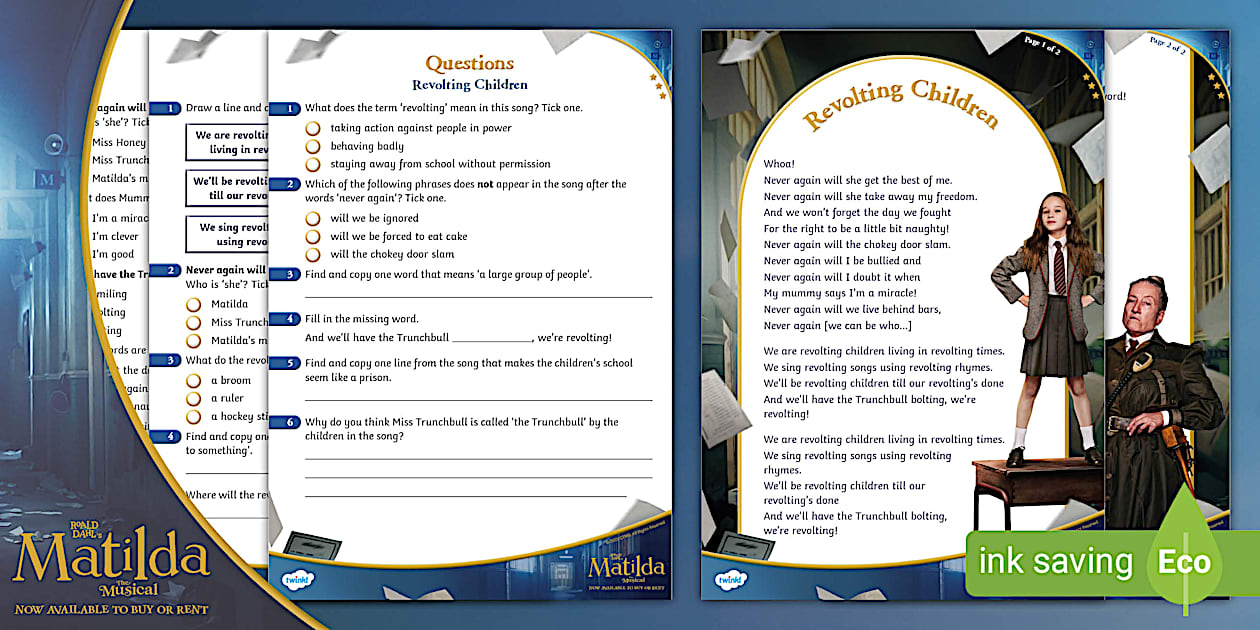 FREE! - Matilda Comprehension | Matilda The Musical | Twinkl