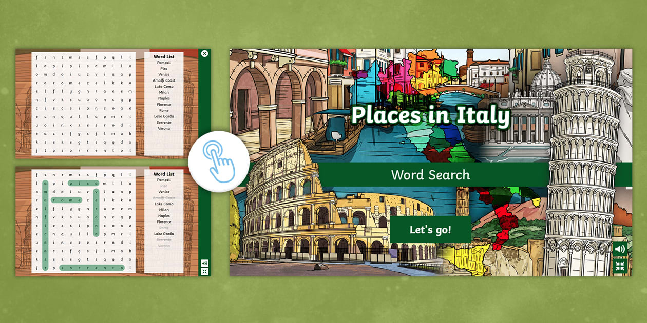 Places in Italy Interactive Word Search (teacher made)