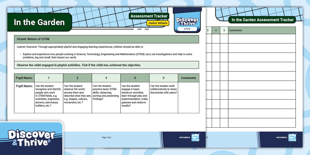 In the Garden STEM Assessment Tracker Junior Infants