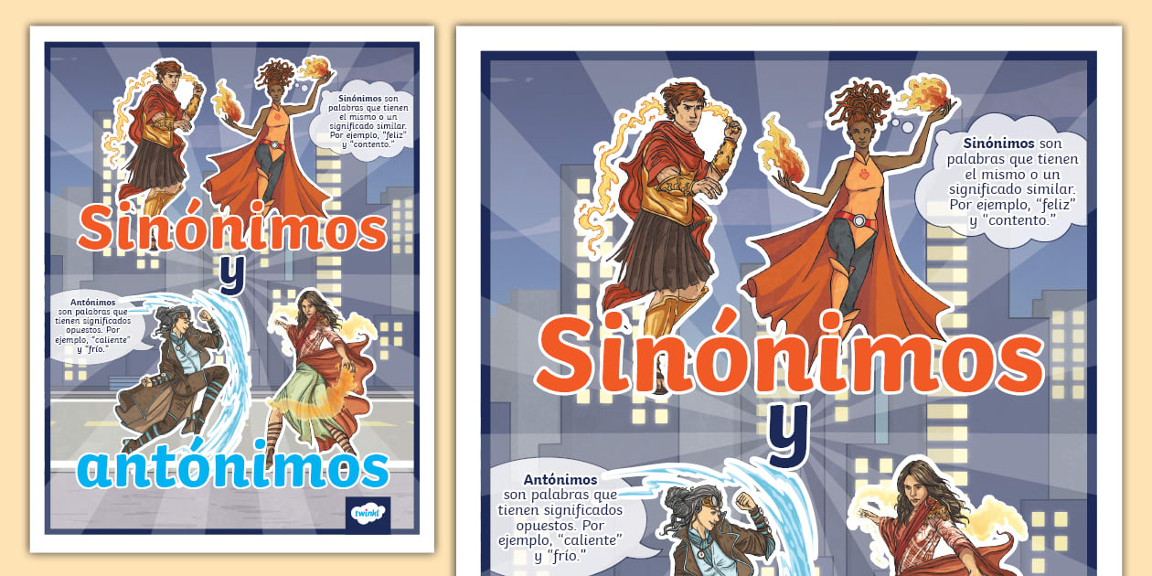 Cartel: Sinónimos y antónimos (teacher made) - Twinkl