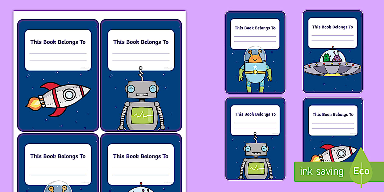 Editable Space Themed This Book Belongs to Labels - Twinkl