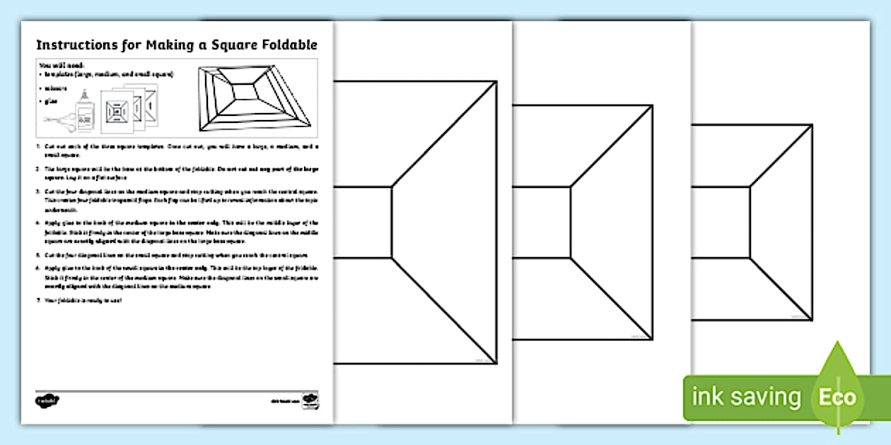 Blank Square Foldable Template - Teaching Resource - Twinkl