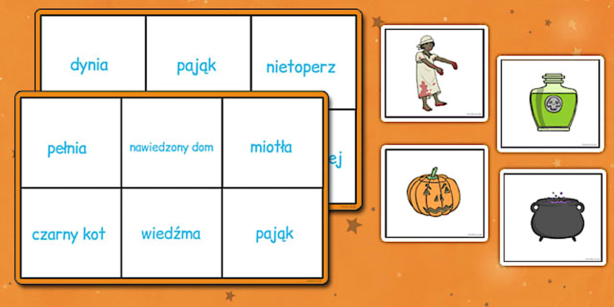 Gra Bingo Halloween po polsku (teacher made) - Twinkl