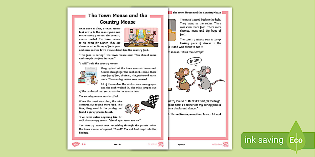 The Town Mouse and the Country Mouse Story (teacher made)