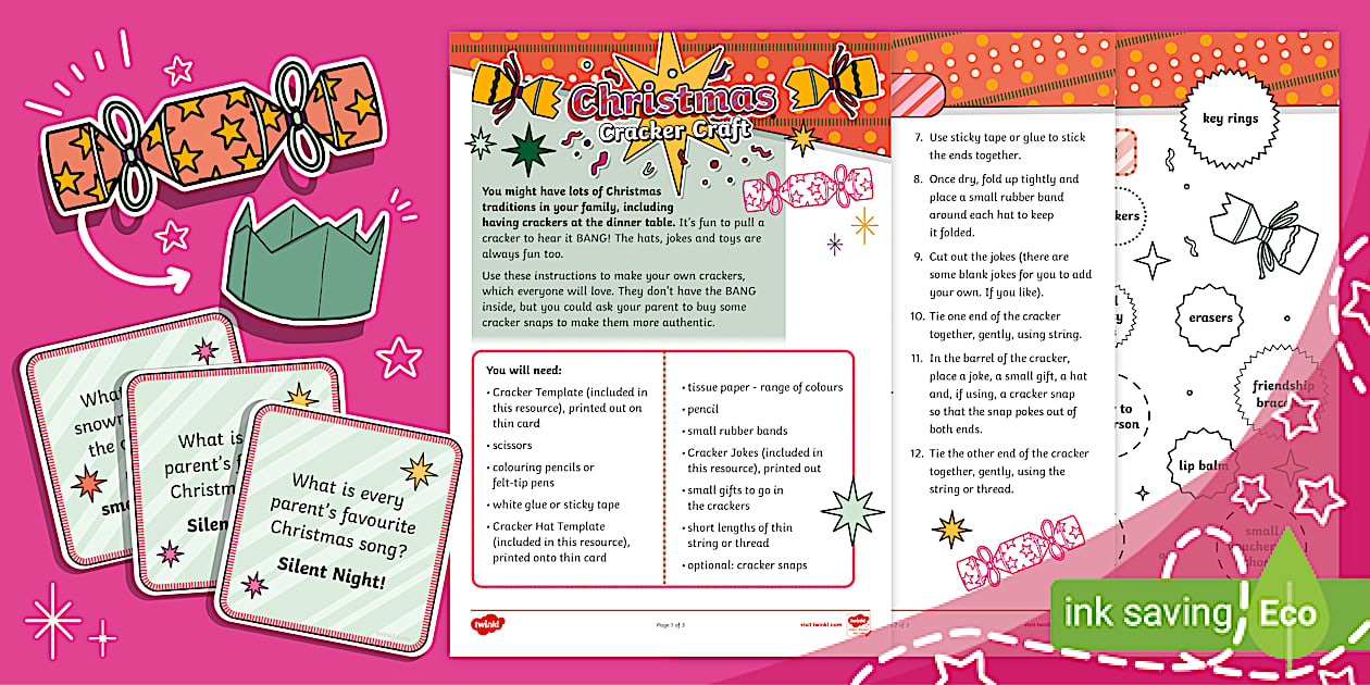 Christmas Cracker Craft (Ages 5 - 7) (teacher made) - Twinkl