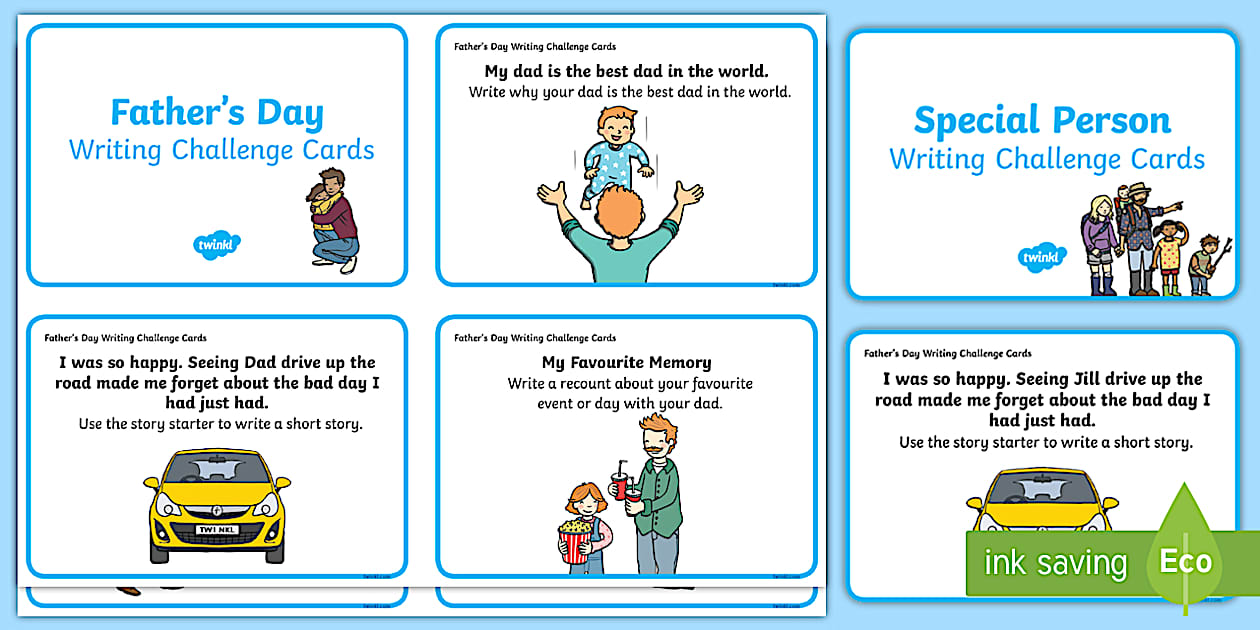F-2 Father's Day Writing Challenge Cards (teacher made)