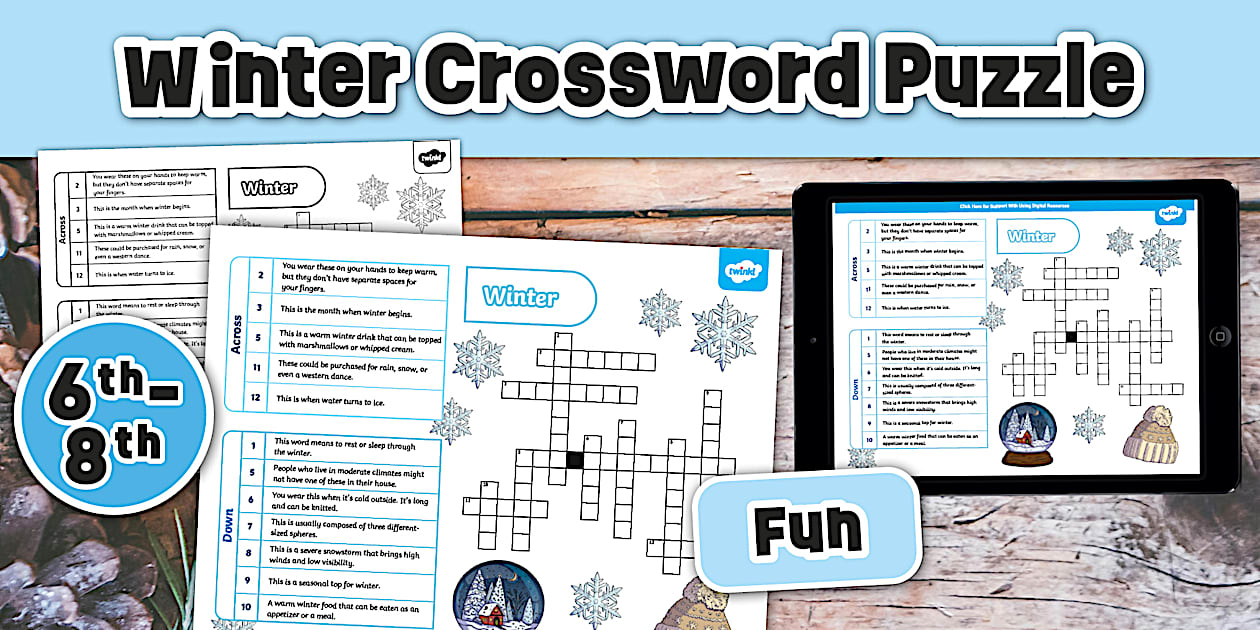 Winter Crossword Puzzle for 6th-8th Grade (Teacher-Made)