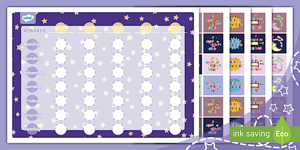 Bedtime Reward Chart and Stickers - Twinkl