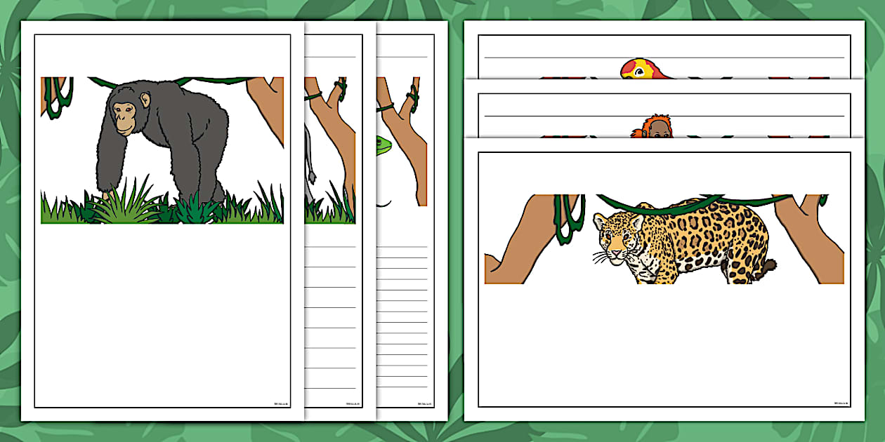 Jungle Animal Writing Frames (teacher made) - Twinkl