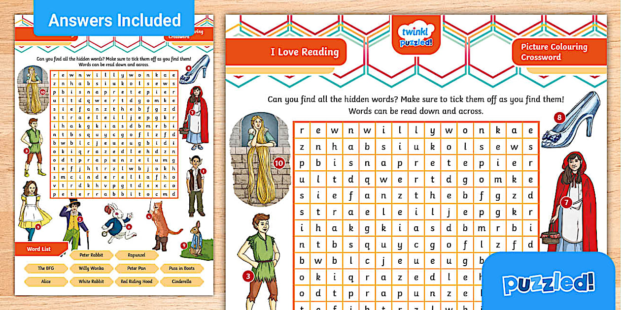 I Love Reading - Book-Themed Picture Word Search | Puzzled