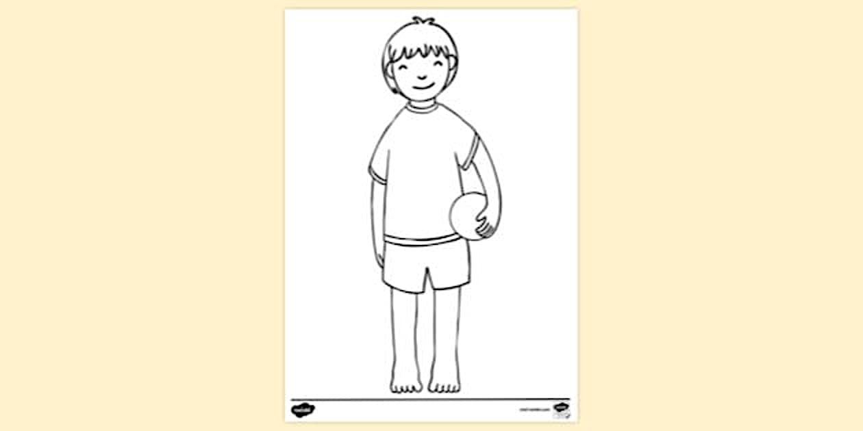 Child With Ball Under Arm Colouring Sheet (teacher made)