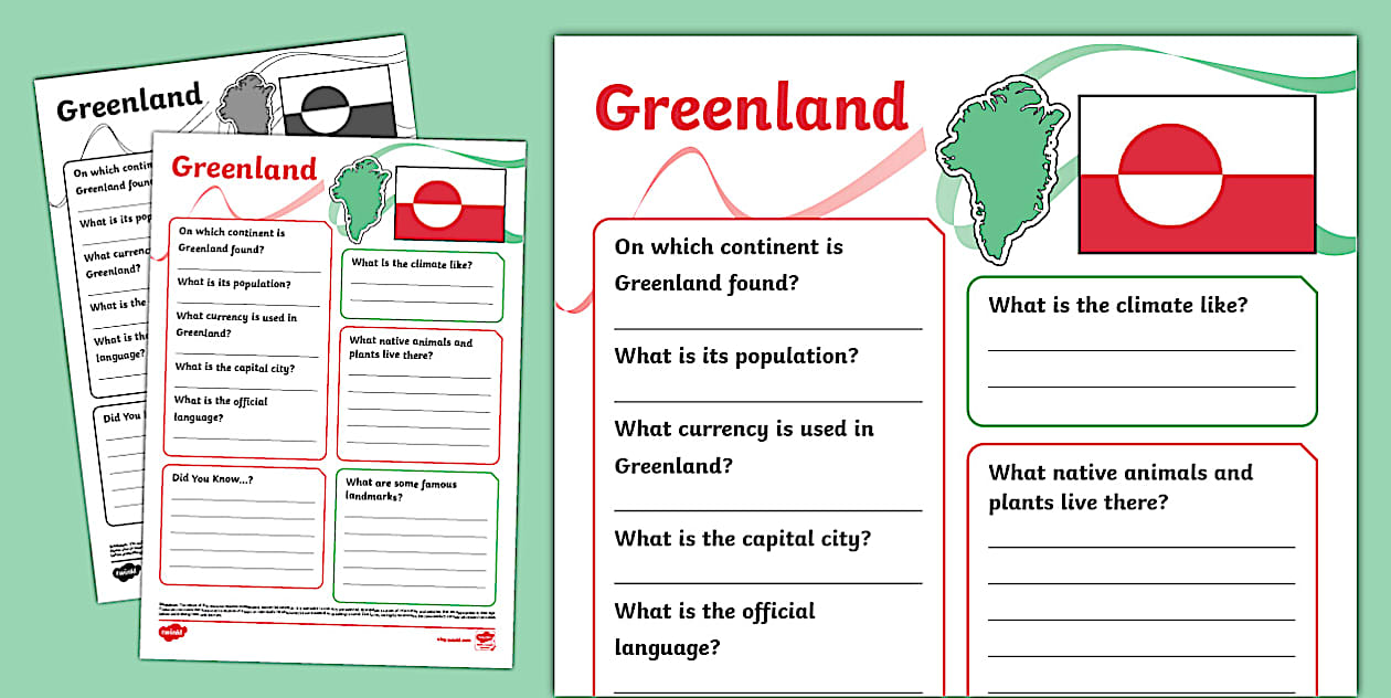 Greenland Geography Fact File Template (Teacher-Made)