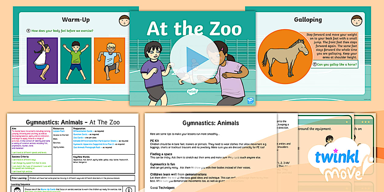 Year 1 Gymnastics: Animals Lesson 3 - At The Zoo - Twinkl