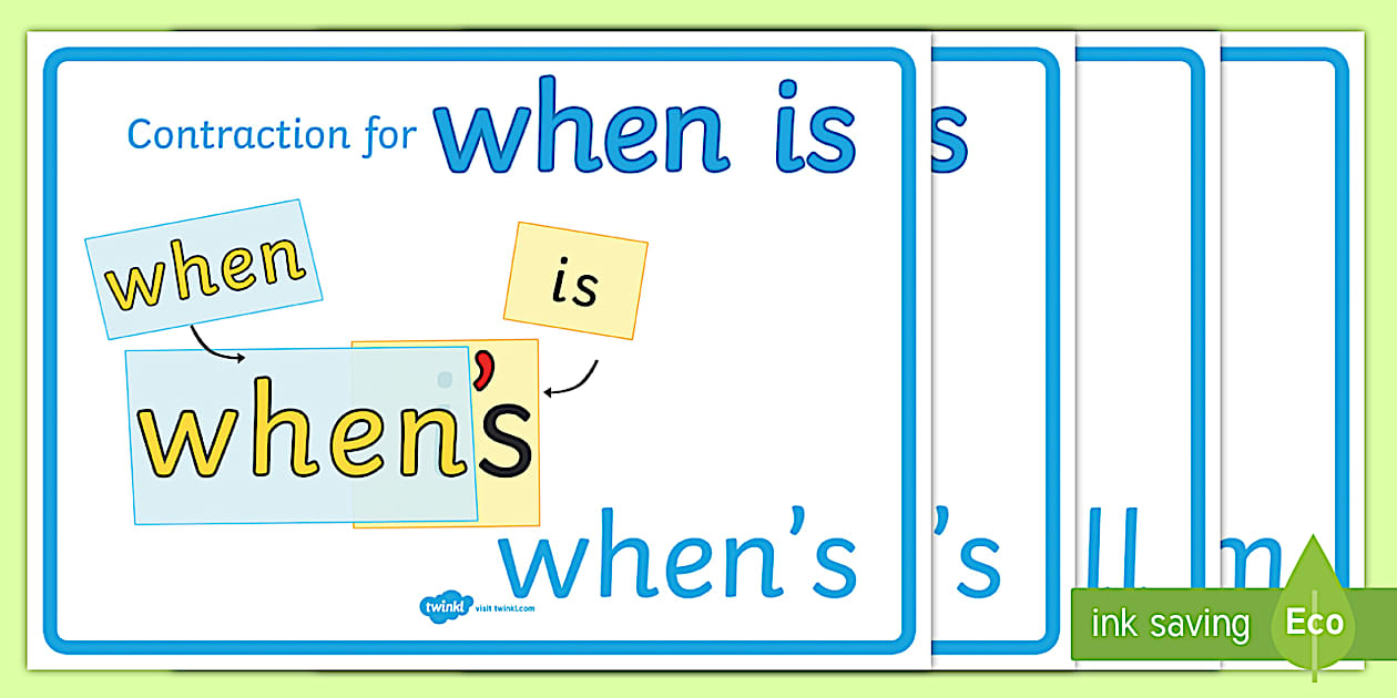 Contractions Poster – Grammar Display Posters - Twinkl