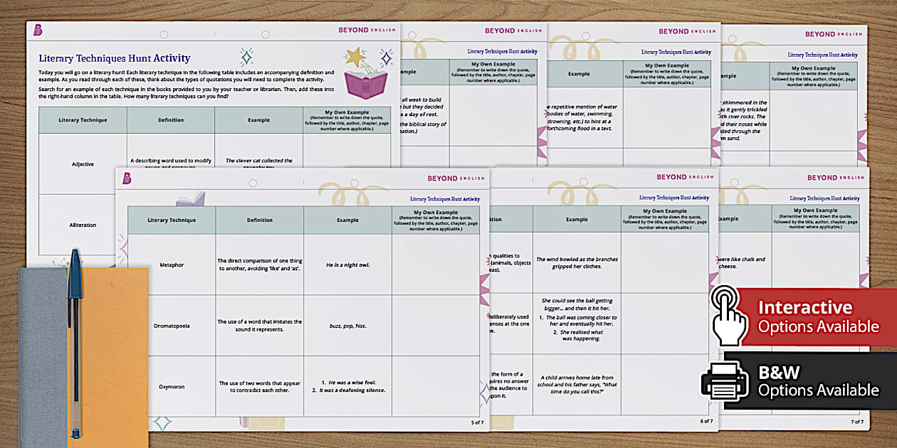 Literary Techniques Hunt Activity (teacher made) - Twinkl