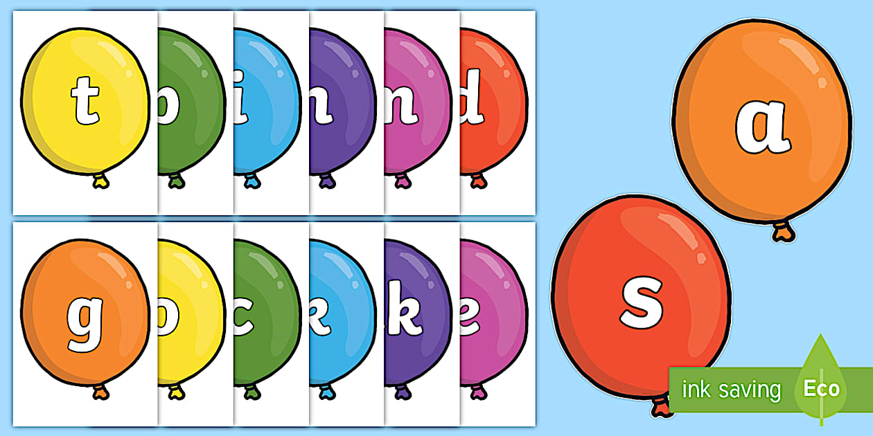 Cursive Phase 2 Sounds on Balloons Display Posters - Twinkl