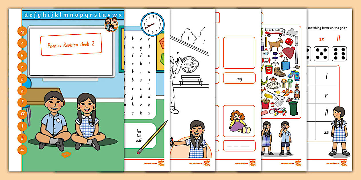 Twinkl Phonics Level 2 Revision Book 2: c k e u r h b f ff l ll ss