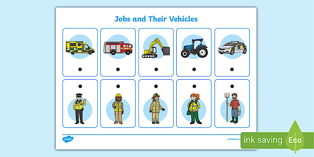 Jobs and Their Vehicles Matching Activity - Twinkl