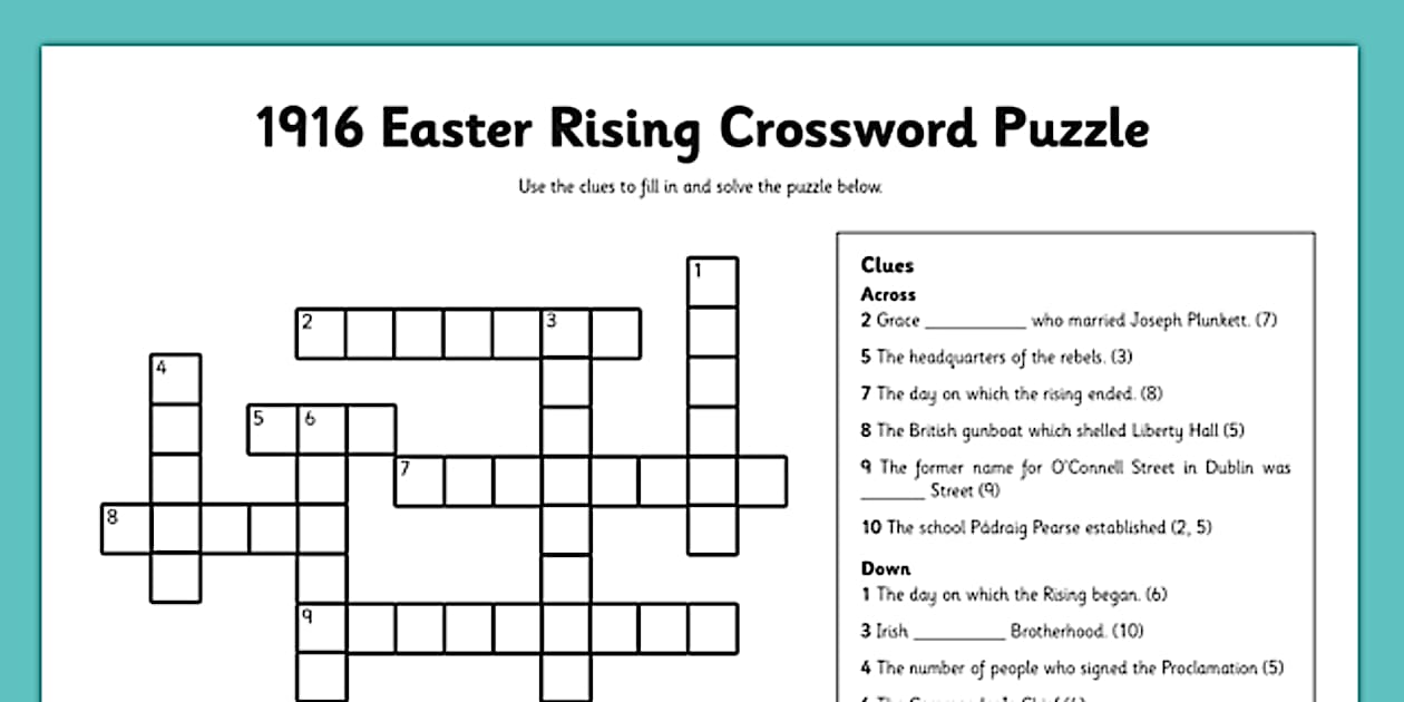 1916 Rising Crossword (teacher made) - Twinkl