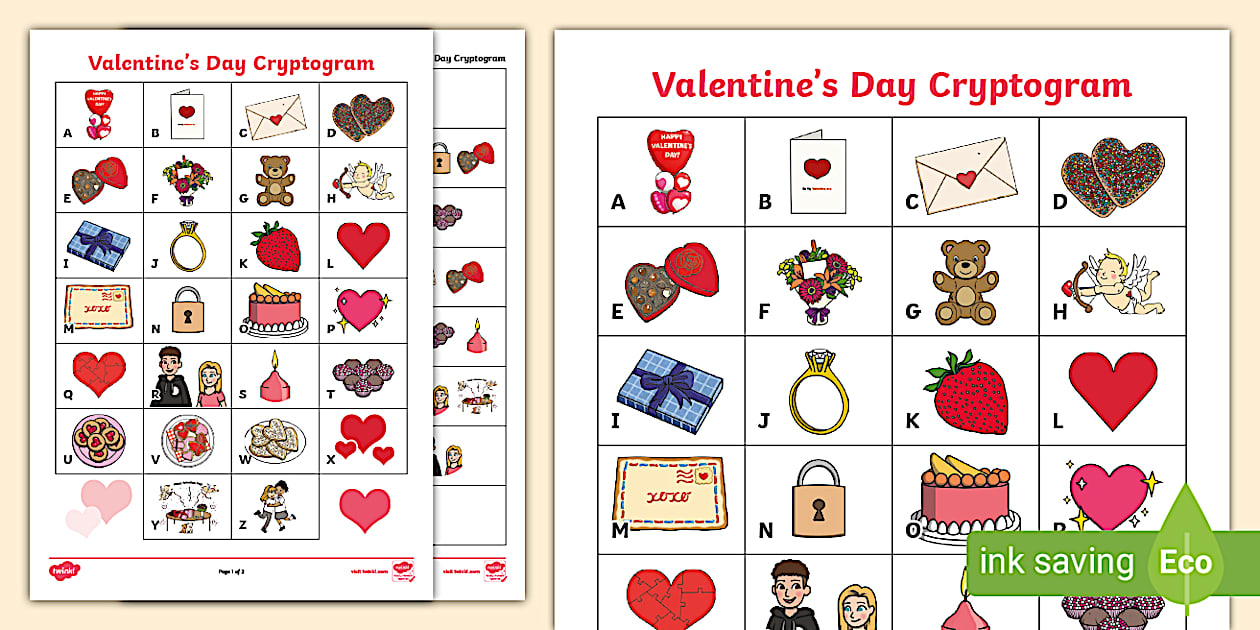 Valentine's Day Cryptogram KS2 (teacher made) - Twinkl