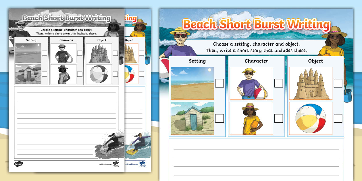 Beach Short Burst Writing Template (teacher made) - Twinkl