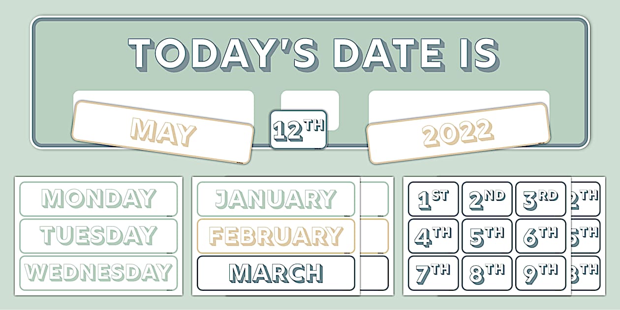 3D Effect Themed Today's Date Display Pack (teacher made)