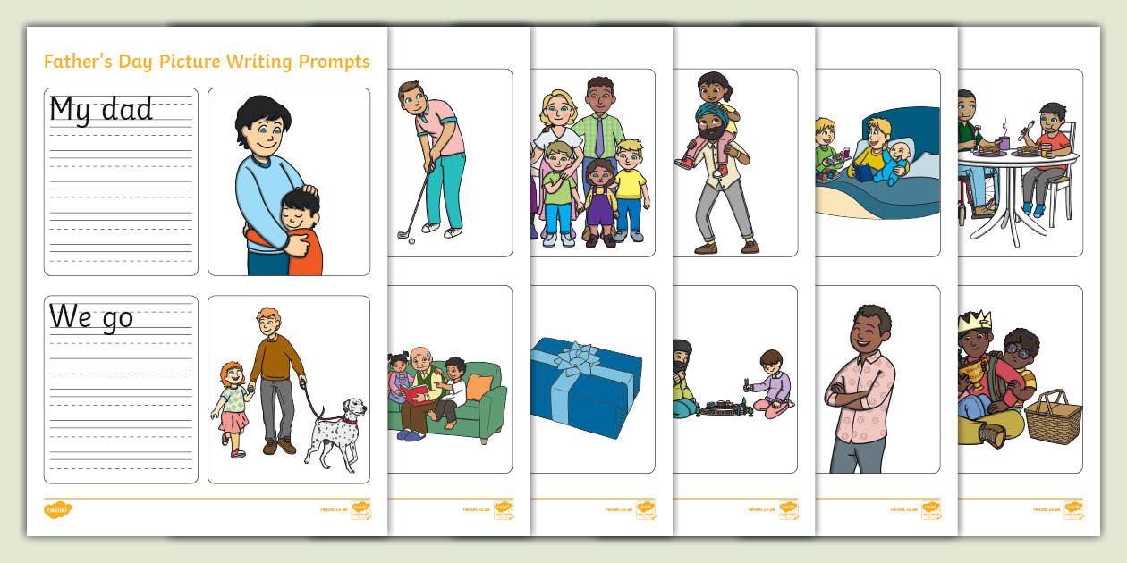 Father's Day Simple Sentence Writing Prompt Pictures Activity