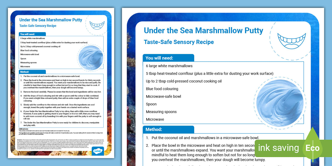 Taste-Safe Under the Sea Marshmallow Putty Sensory Recipe