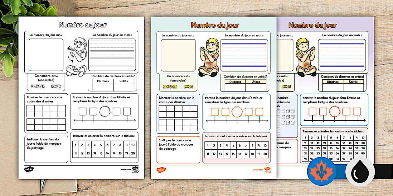 Number of the Day Worksheets French (teacher made) - Twinkl