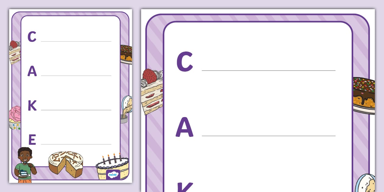 Cake Acrostic Poem Template (teacher made) - Twinkl