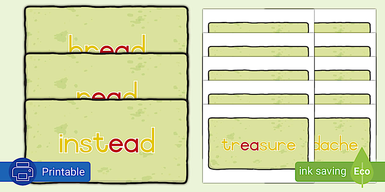 Grade 3 Phonics: ea (bread) Word Wall Cards (teacher made)