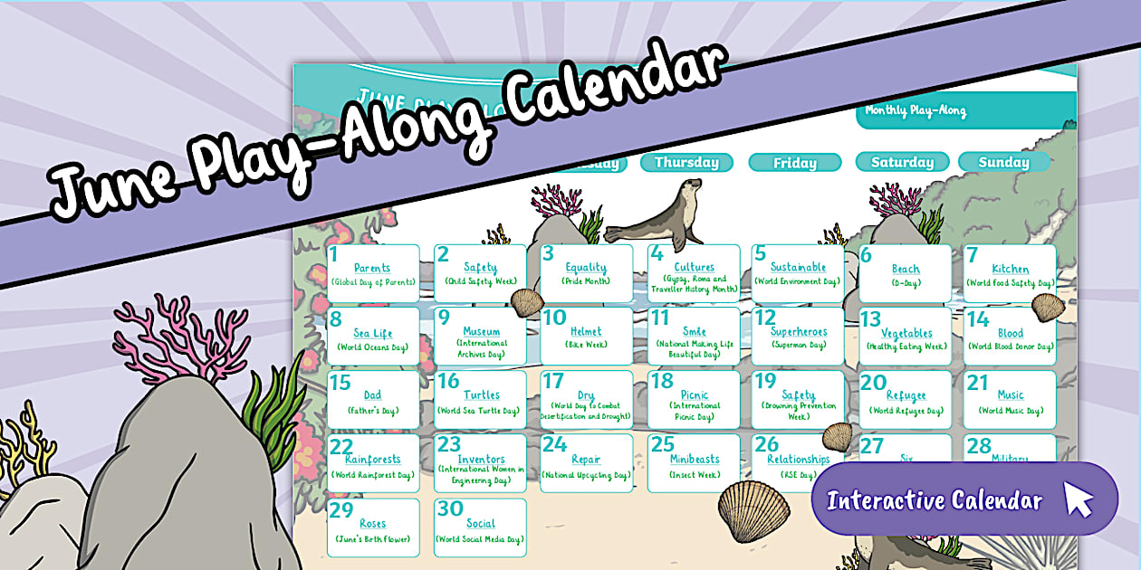June Play-Along Calendar 2026 - Twinkl