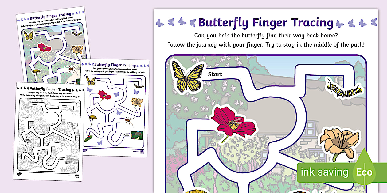 Butterfly Finger Tracing Activity (teacher made) - Twinkl