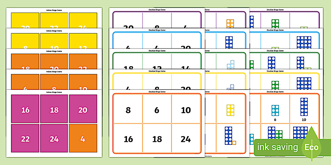 Doubles and Halves Bingo Including Numicon Shapes Game