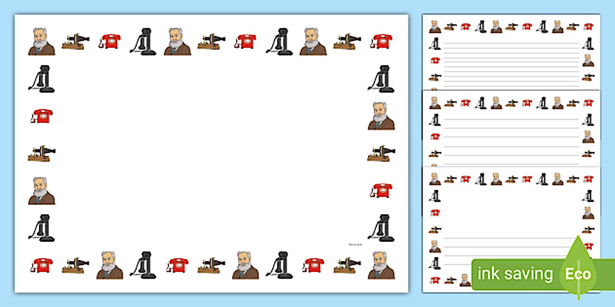 Editable Alexander Bell Page Borders Landscape - Twinkl