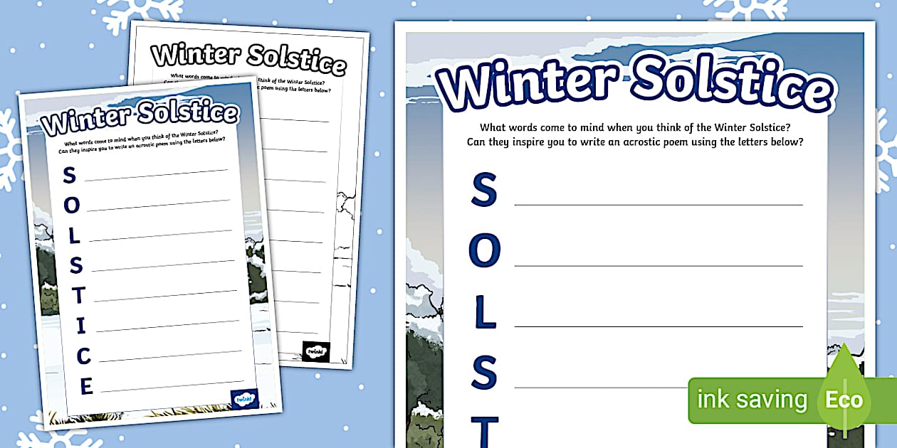 Winter Solstice Acrostic Poem Template - Twinkl