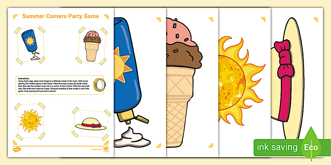 Summer Corners Party Game (teacher made) - Twinkl