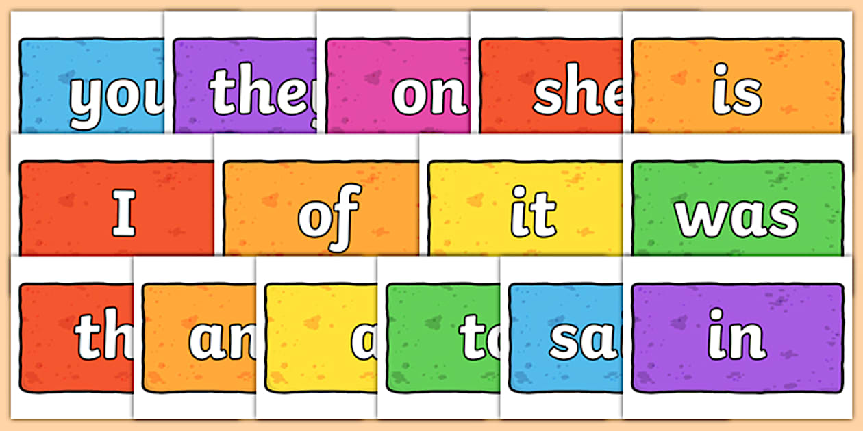 100 High Frequency Words on Multicolored Bricks - Twinkl