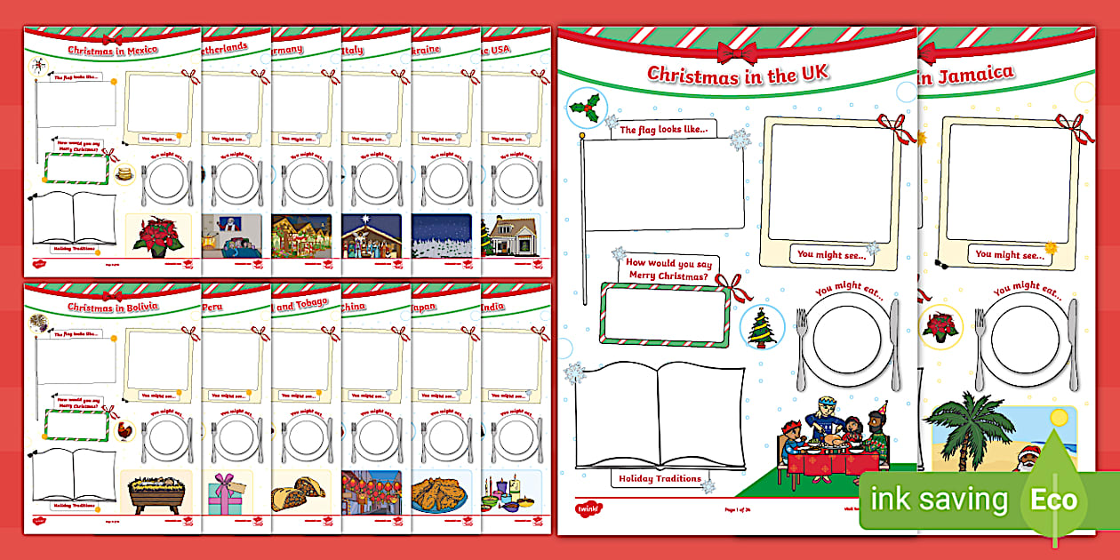 Christmas Around the World Writing Frames (teacher made)