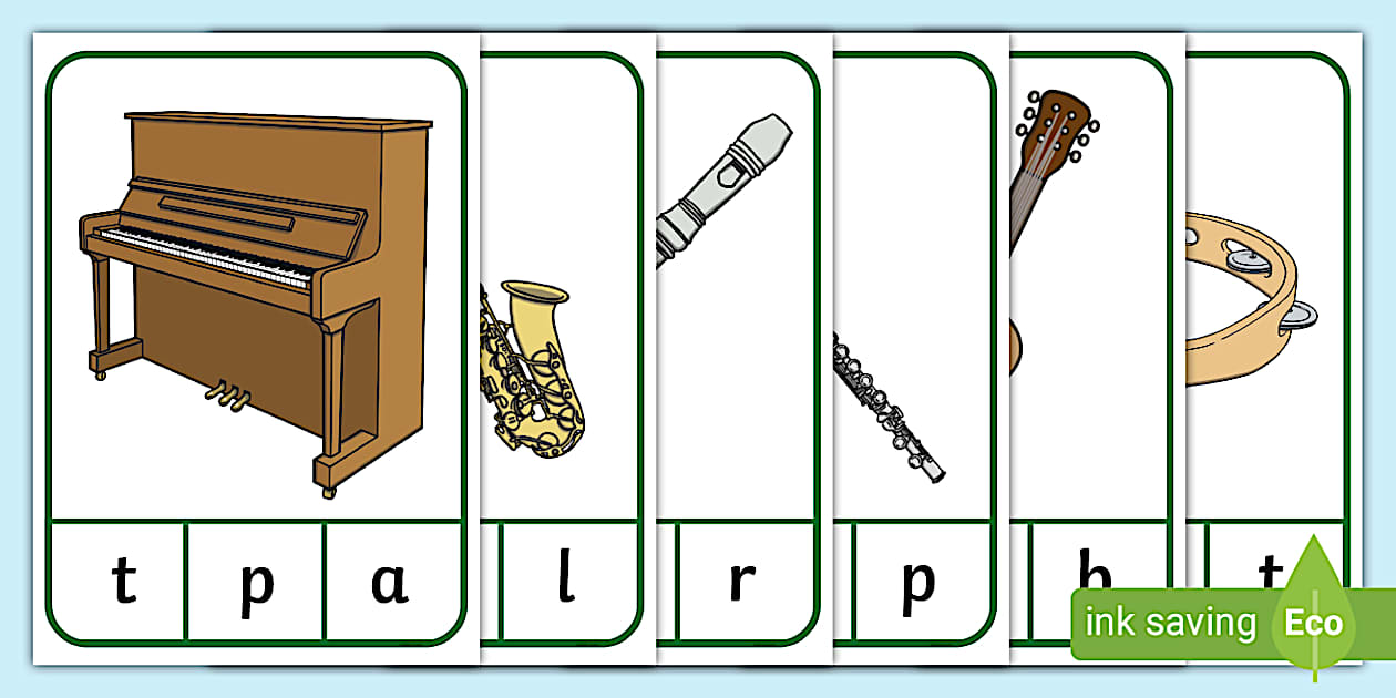 Musical Instrument Initial Sounds Peg Matching Game - Twinkl