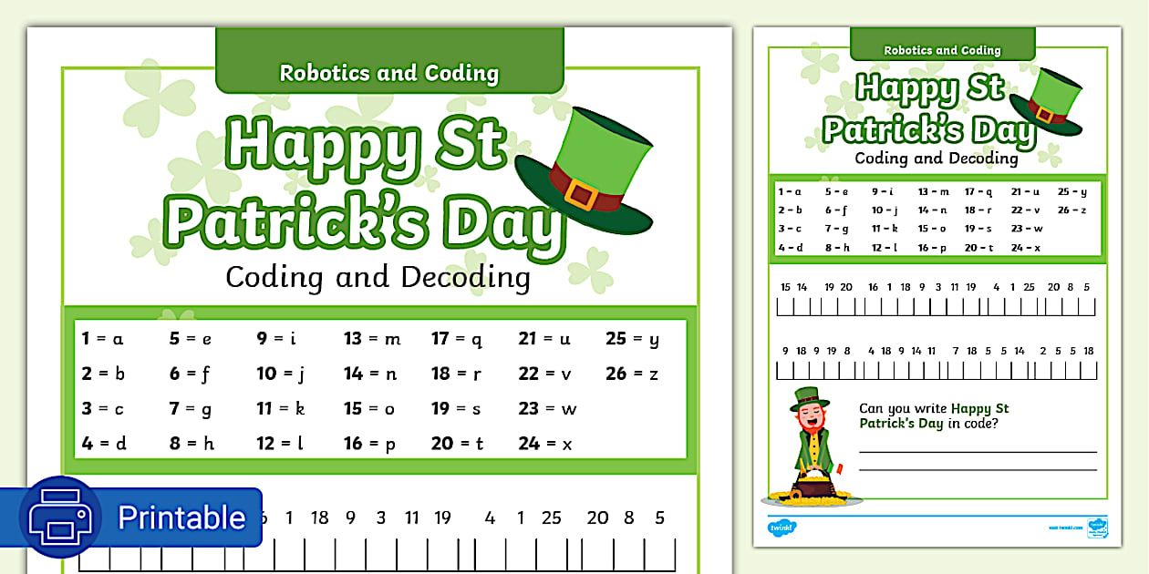 Grade 3 St Patrick's Day Encoding and Decoding - Twinkl