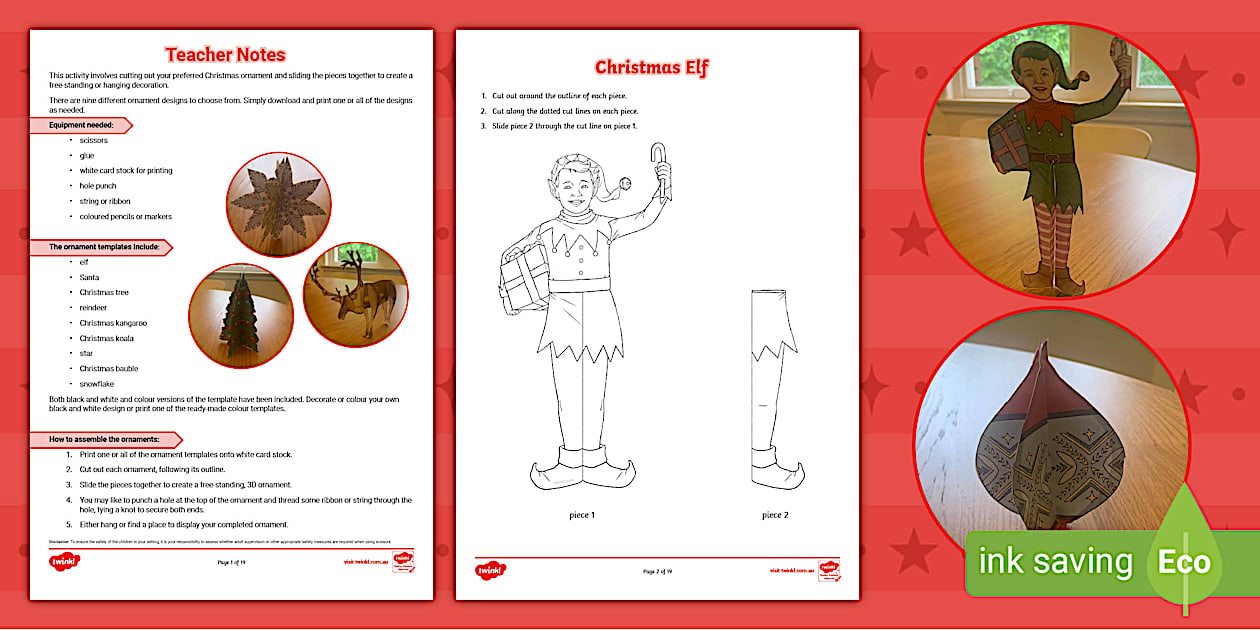 Years 3-6 3D Christmas Paper Ornaments Pack | Twinkl