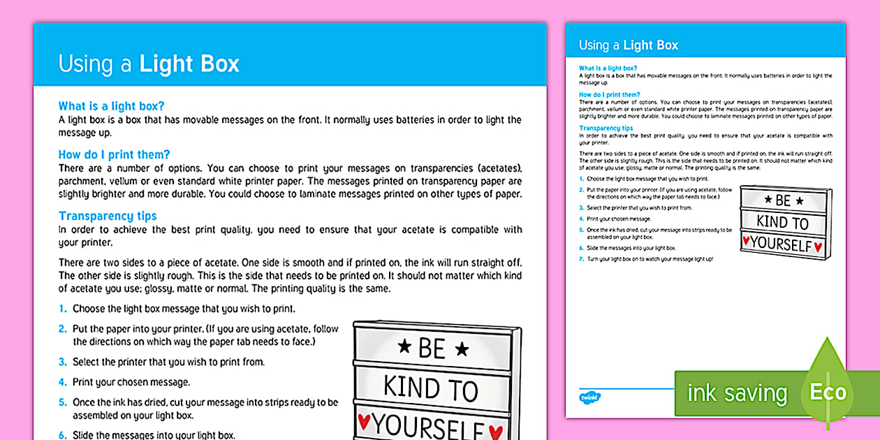 Light Box EYFS - KS2 | Teacher Guidance (teacher made)