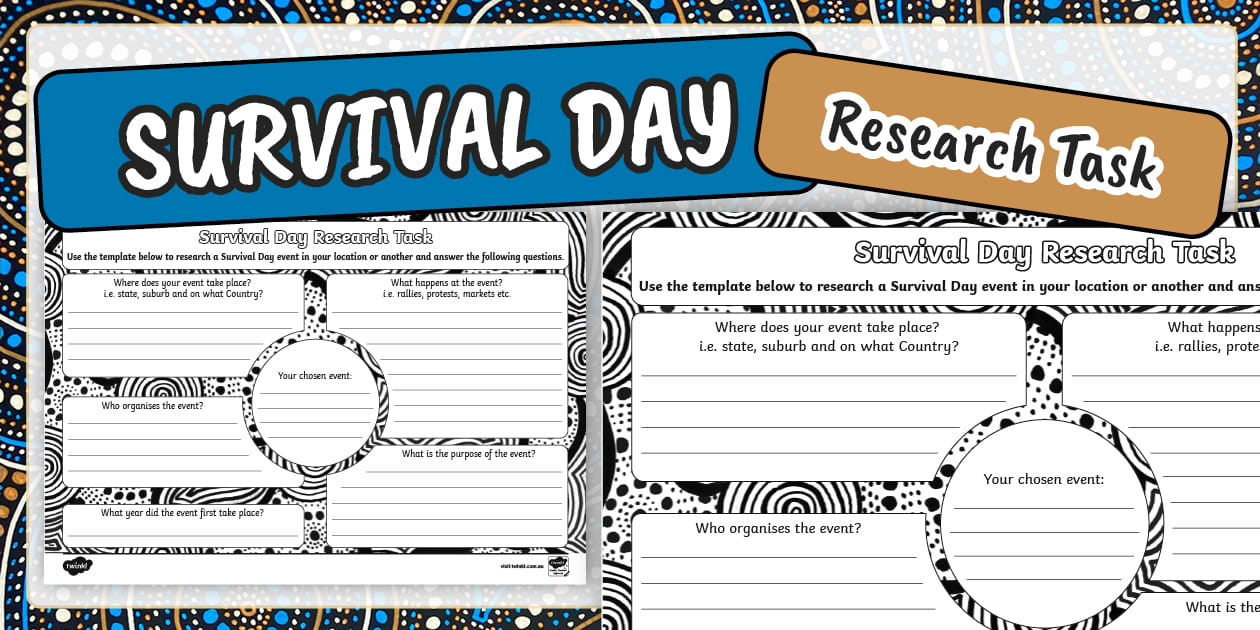Survival Day Activity Sheet for Year 5-6