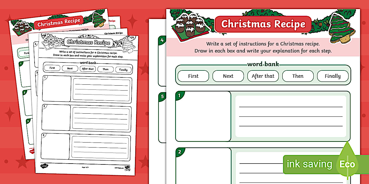 Christmas Recipe Instruction Writing Template (Teacher-Made)