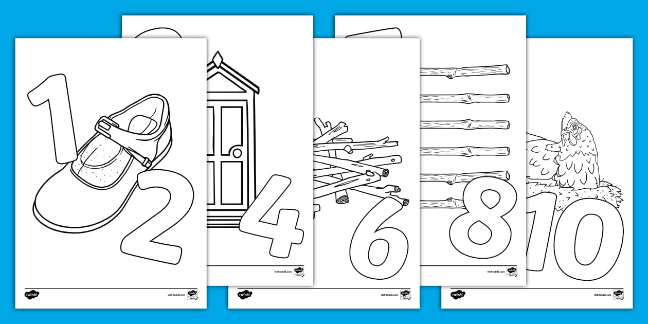 Nursery Rhyme 1 2 Buckle My Shoe Colouring Pages | Twinkl