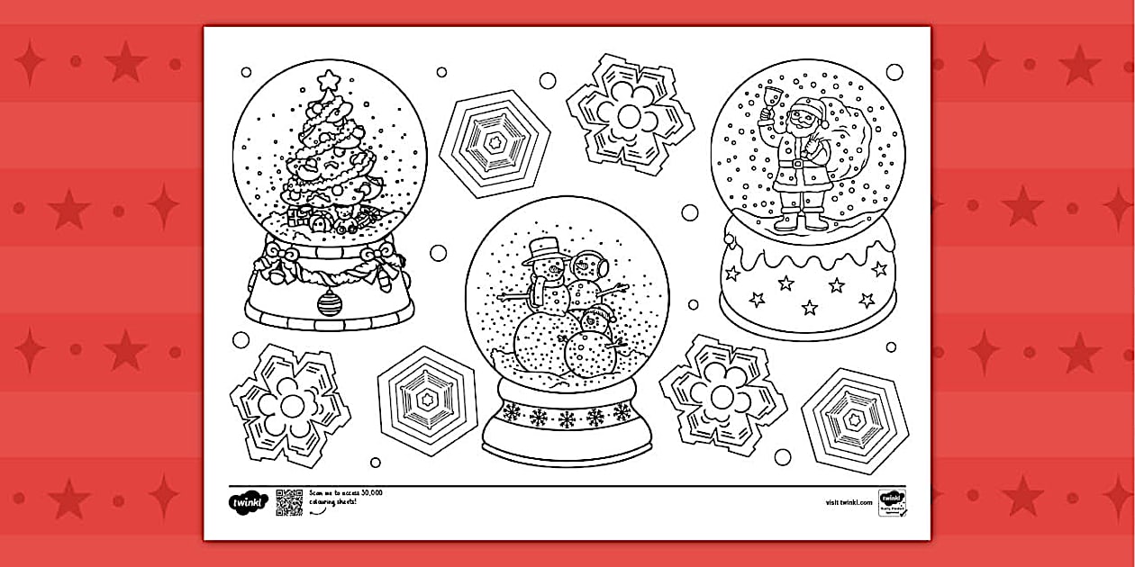 * NEW * Snow Globe Doodle Colouring Page (Lehrer gemacht)