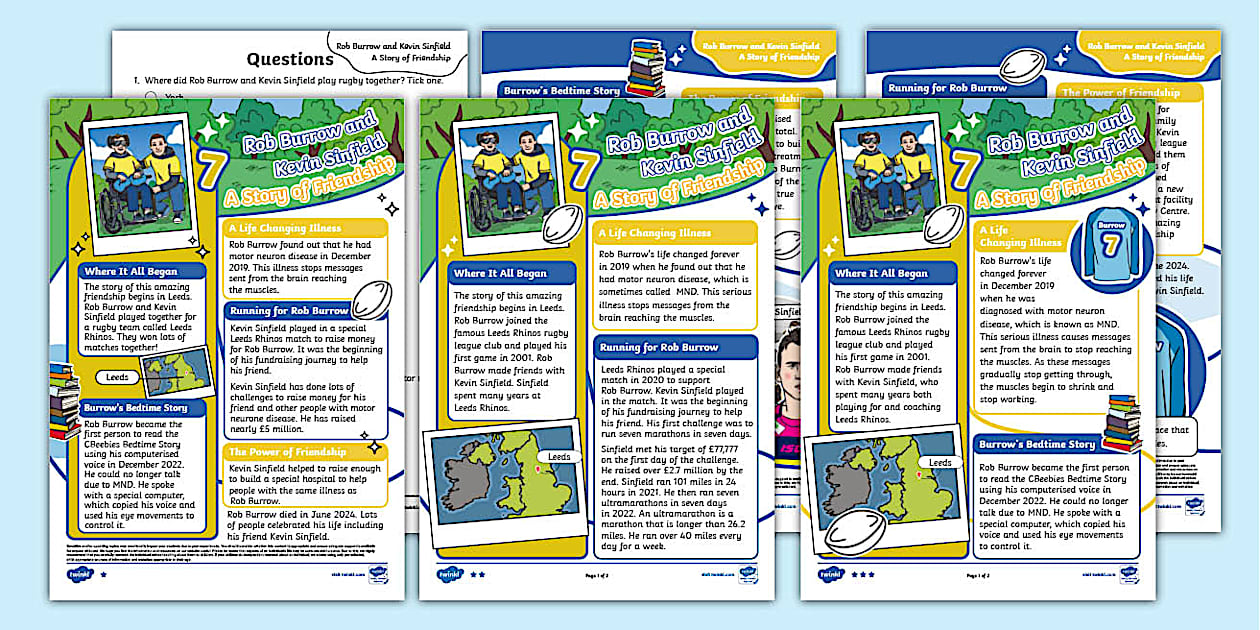 KS1 Rob Burrow and Kevin Sinfield Comprehension Activity