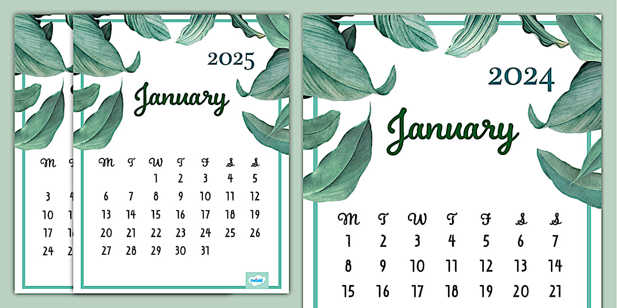 Botanical 2024 and 2025 Monthly Wall Calendars Poster Pack