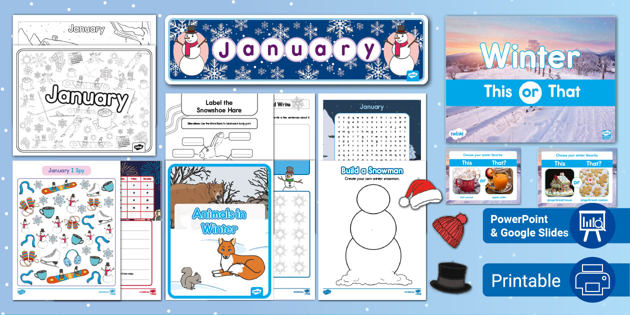 January Activity Pack for K-2nd Grade (teacher made)